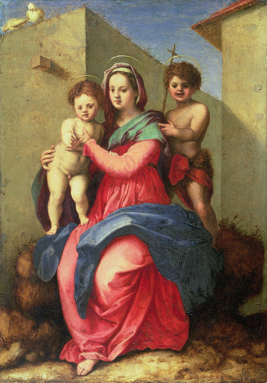 Die Madonna und das Kind mit dem kleinen Johannes (Tafel)